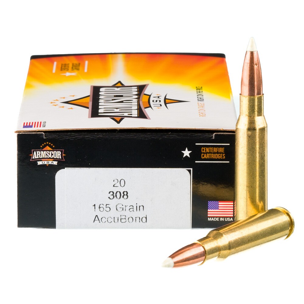 Armscor USA .308 Winchester Ammunition 20 Rounds AccuBond PT 165 Grain ...
