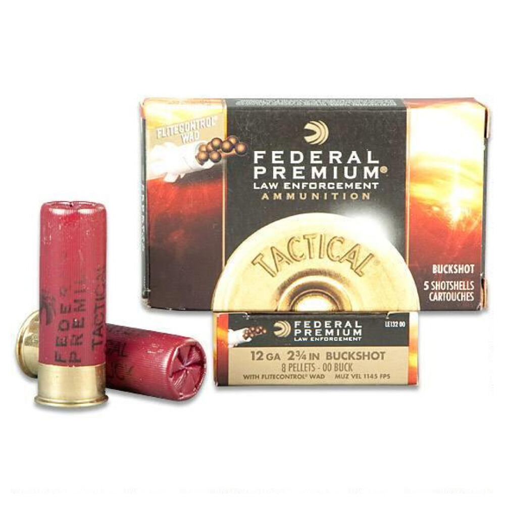 Federal LE Tactical 12 Gauge Ammunition 5 Rounds 2-3/4" 8 Pellet 00 ...