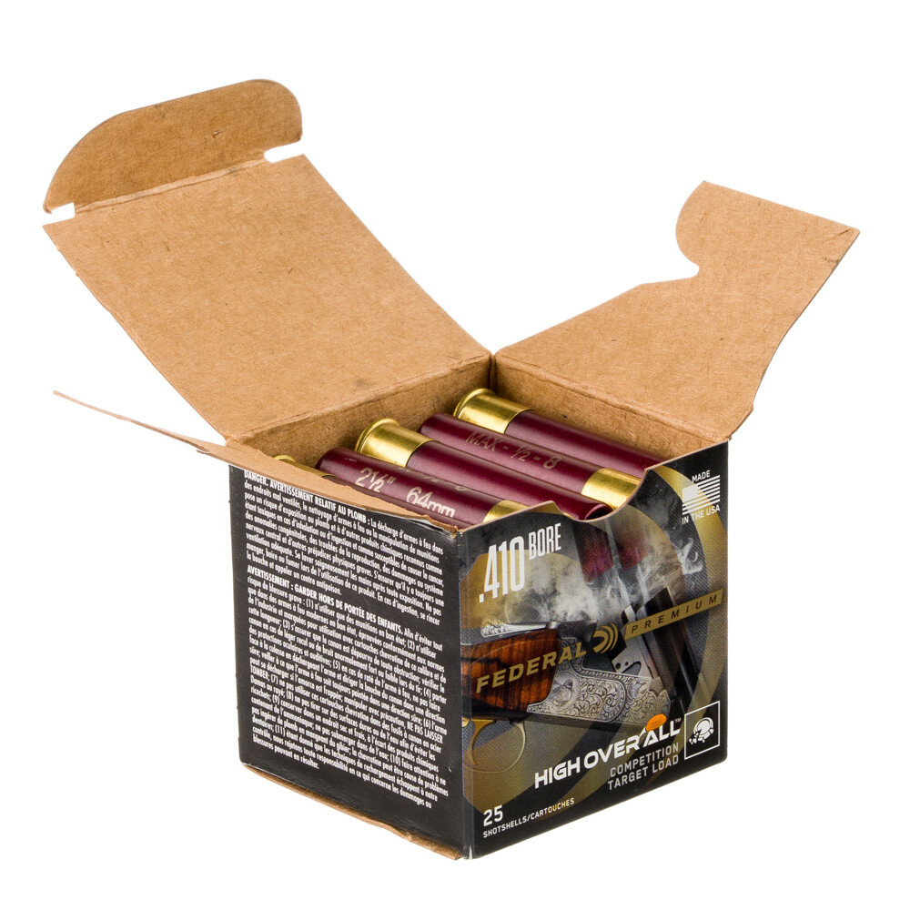 Federal .410 Bore Shotshell 25 Rounds 2-1/2" #8 Shot 1/2 Ounce