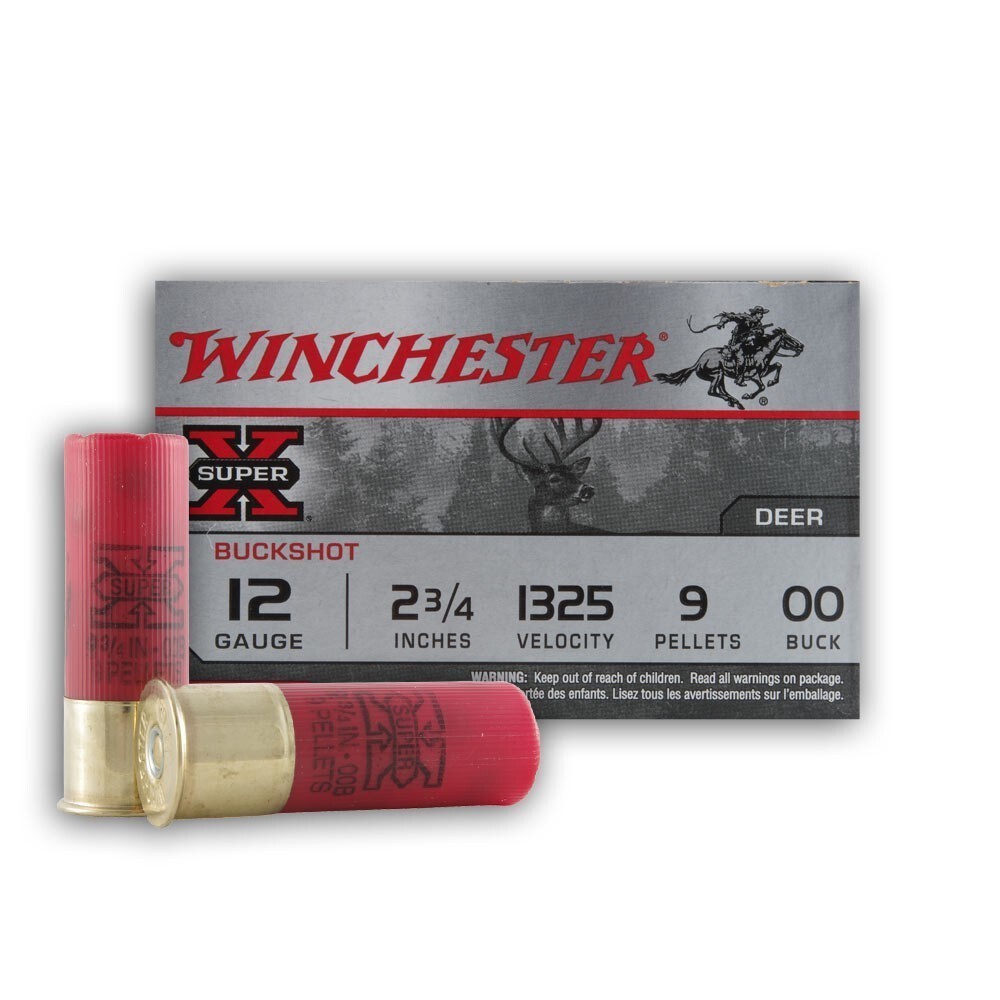 Winchester Super X 12 Gauge Buck Shot Shotshell 5 Rounds, 2.75", Nine ...