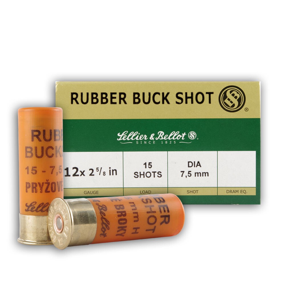 Sellier & Bellot Rubber Buckshot 12 Gauge Shotshell 25 Rounds 2 3/4" 15 ...