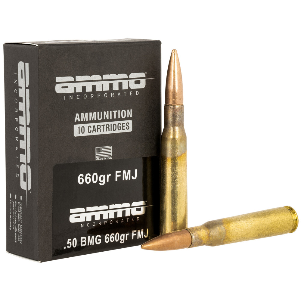 Ammo Inc Signature .50 BMG Ammunition 10 Rounds FMJ 660 Grain [FC ...