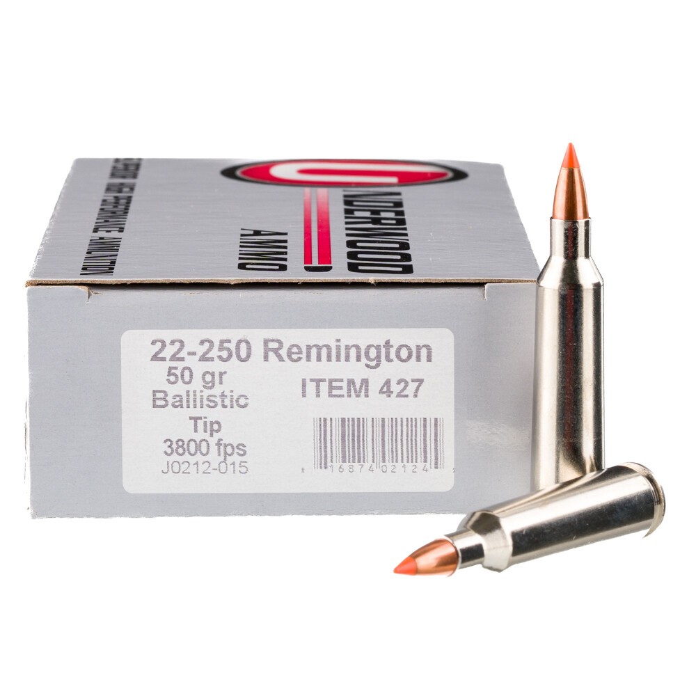 Underwood .22-250 Rem 50gr Ballistic Tip Varmint Ammo [816874021245]