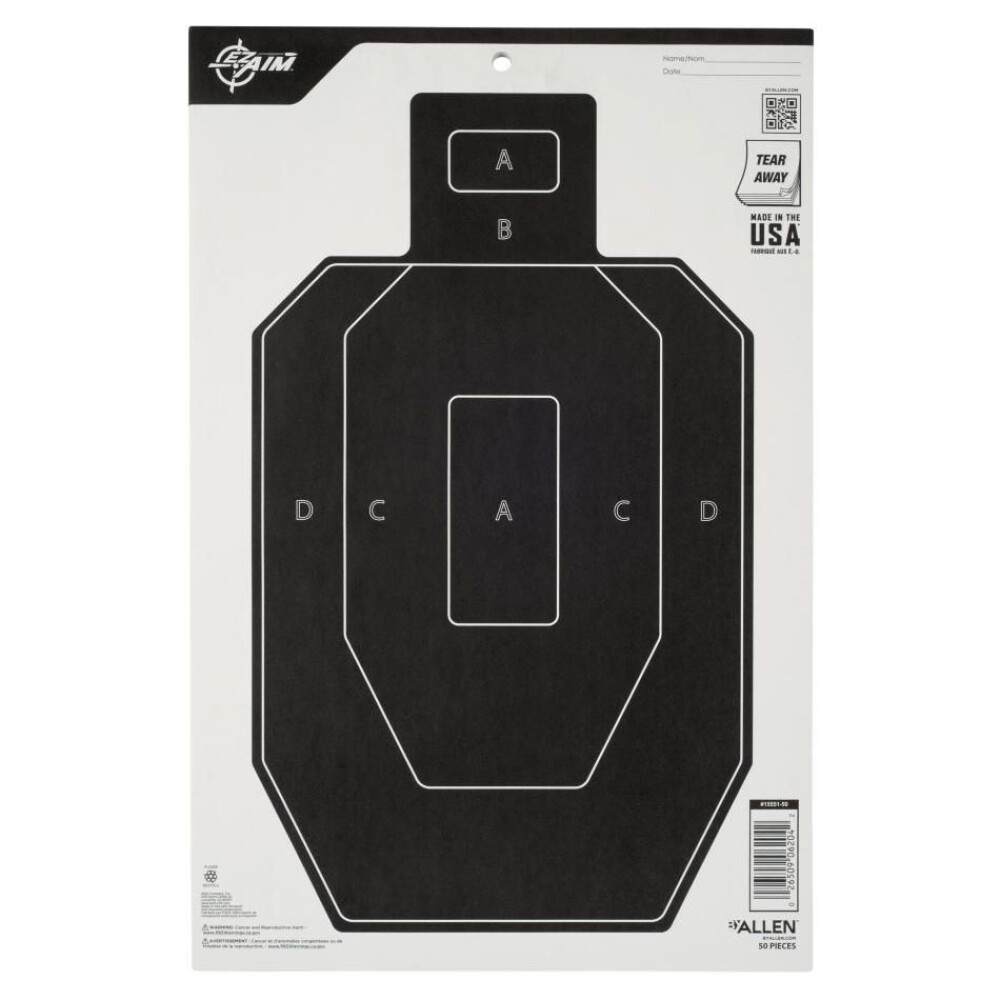 Allen EZ Aim Paper Targets, IPSC Silhouette, 12"x18", 50 Pack [26509062042]
