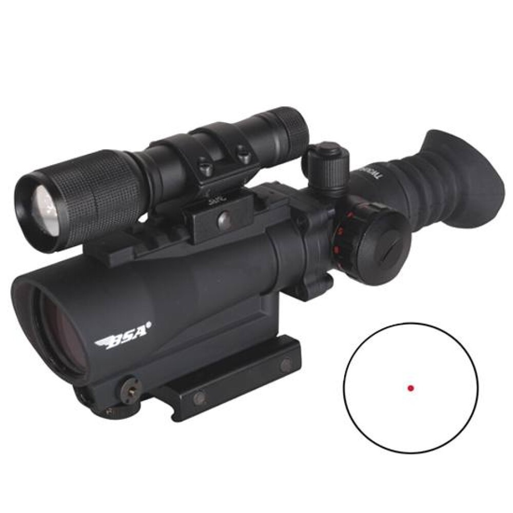 BSA Tactical Weapon Red Dot Sight 30mm 4 MOA Dot Black Finish with Red ...