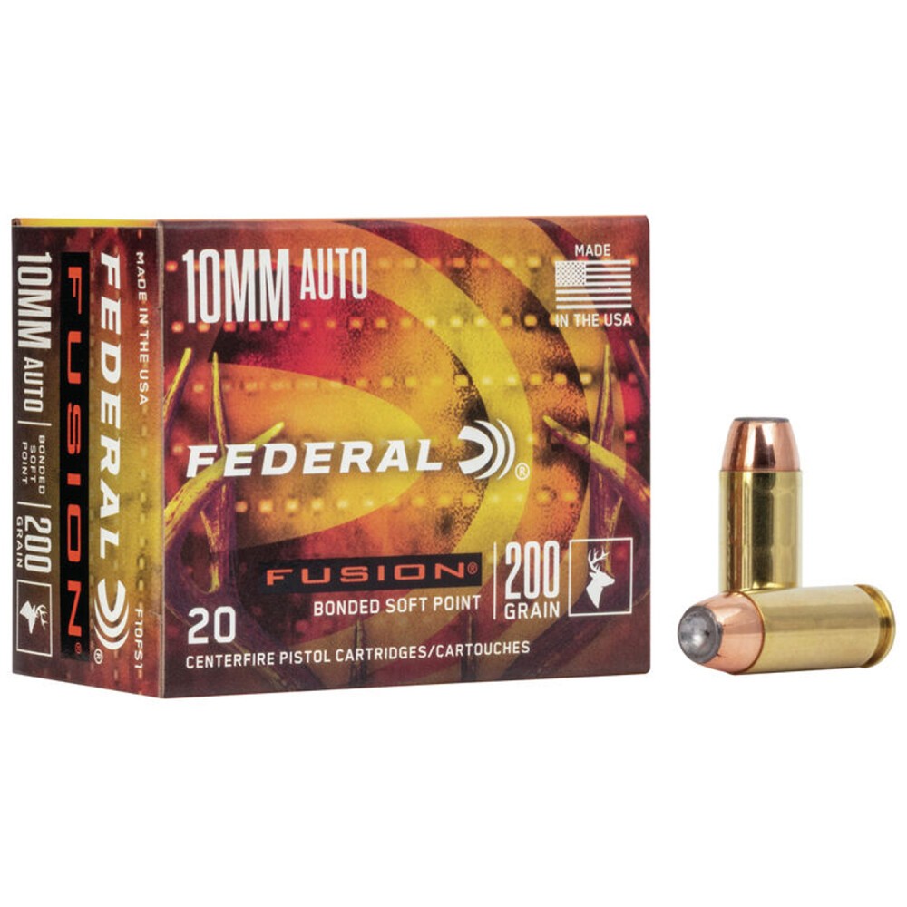 Federal Fusion 10mm Auto Ammo – 200 Grain SP, 1200 FPS