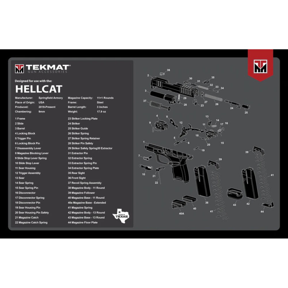 TekMat Gun Accessories Springfield Armory Hellcat Schematic 15"x20" Gun ...