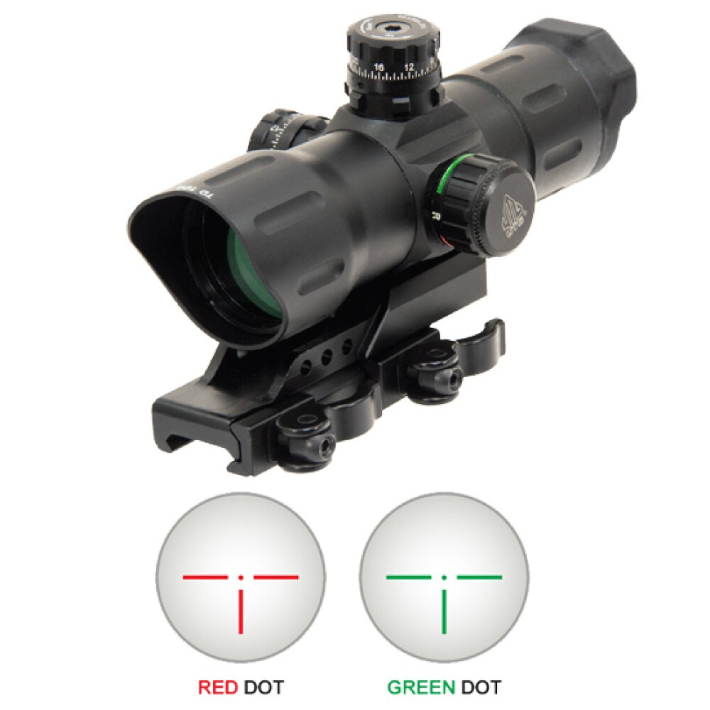 Leapers UTG 6" ITA Red/Green CQB Sight T-Dot Reticle 1/2 MOA Adjustments Offset QD Mount Matte ...