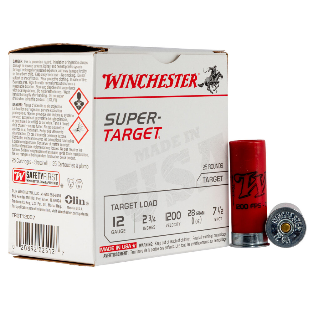 Winchester Super-Target 12 Gauge Ammunition 25 Round Box 2-3/4" #7.5 ...