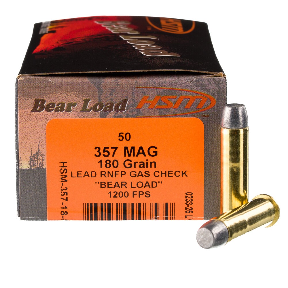 HSM .357 Magnum Ammunition 50 Rounds RNFPGC 180 Grains
