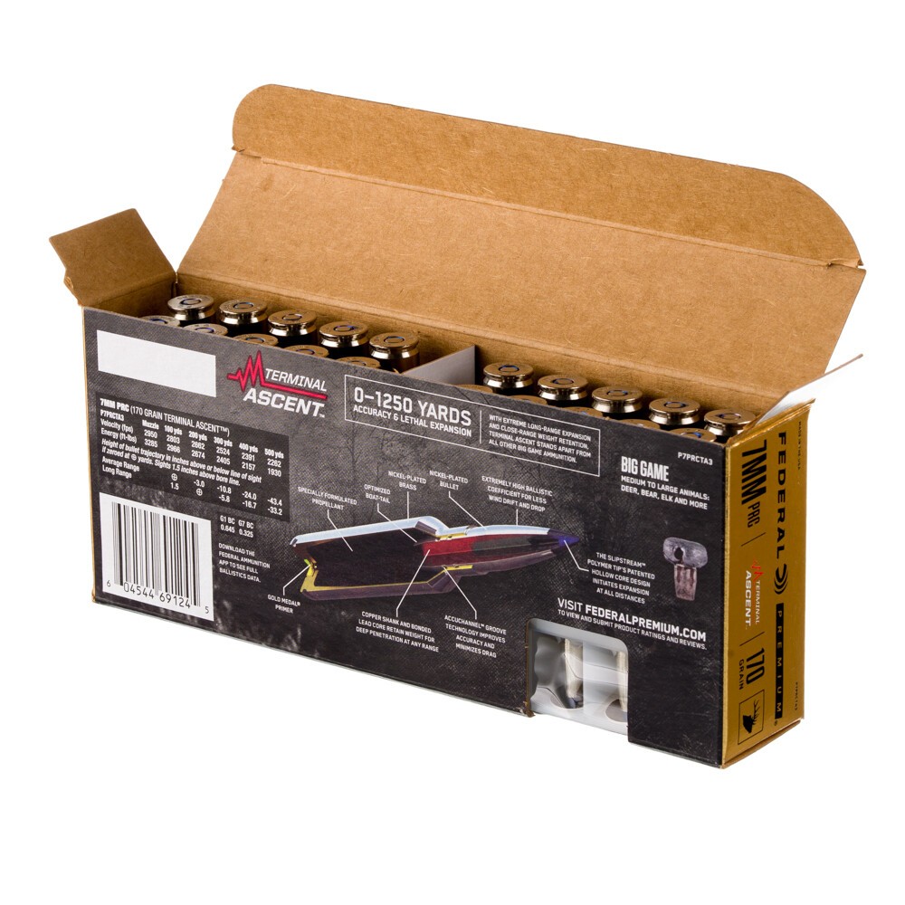 Federal 7mm PRC Ammunition 20 Rounds Terminal Ascent 170 Grains