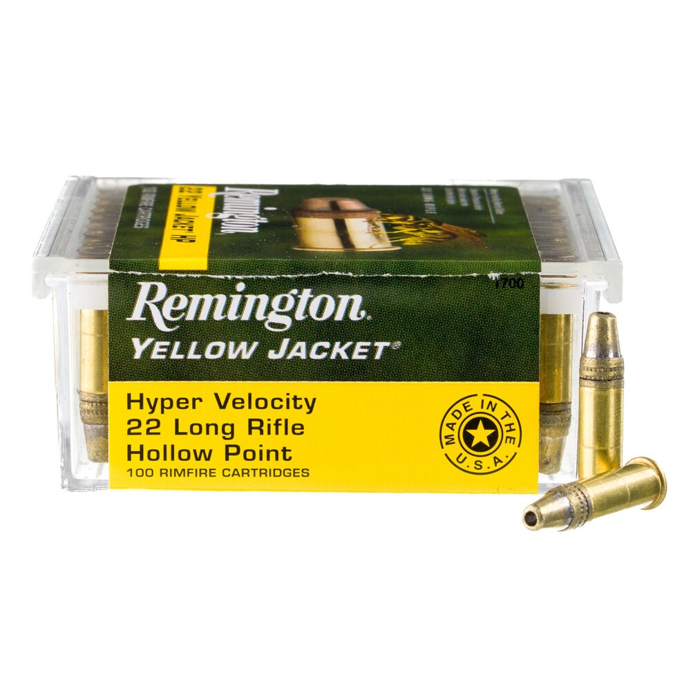 Ammo .22 LR Remington Yellow Jacket 33 Grain HP Bullet 1500 fps 100 ...