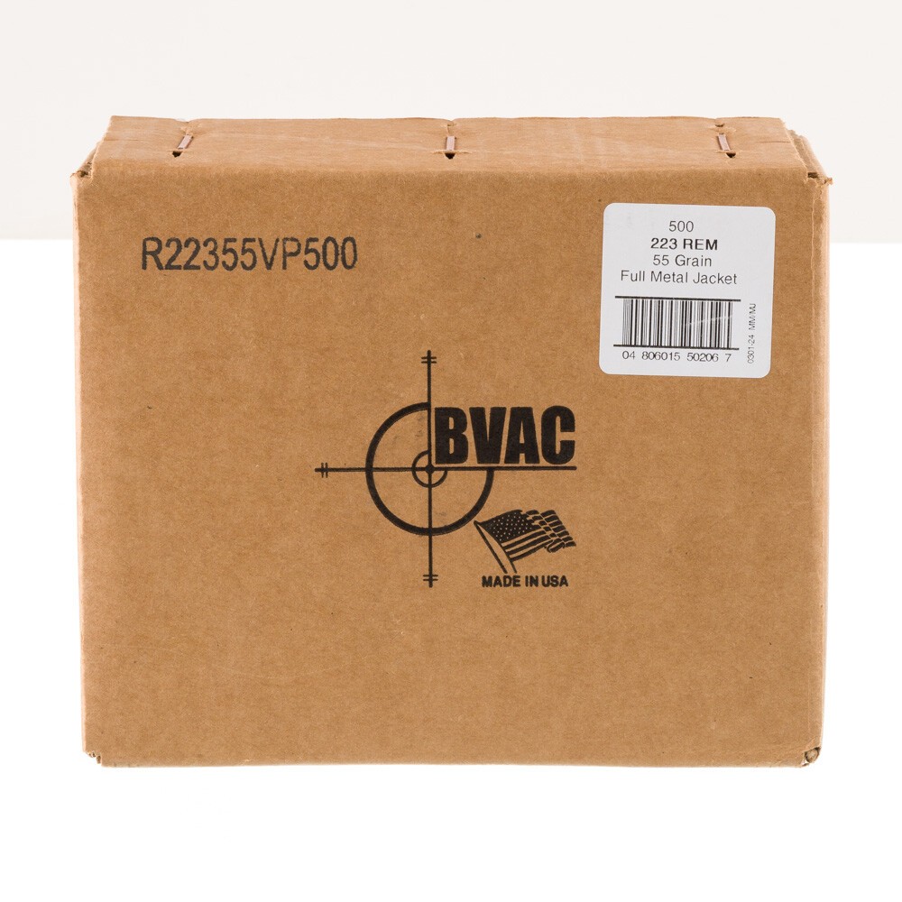 BVAC .223 Remington Ammo – 55 Grain FMJ, 500 Rounds