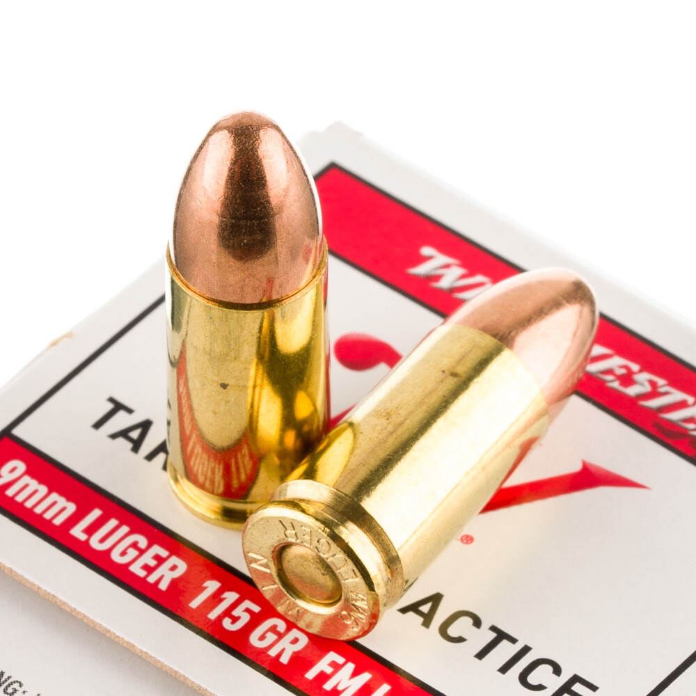 Winchester Target & Practice 9mm Luger Ammunition 50 Rounds FMJ 115 ...