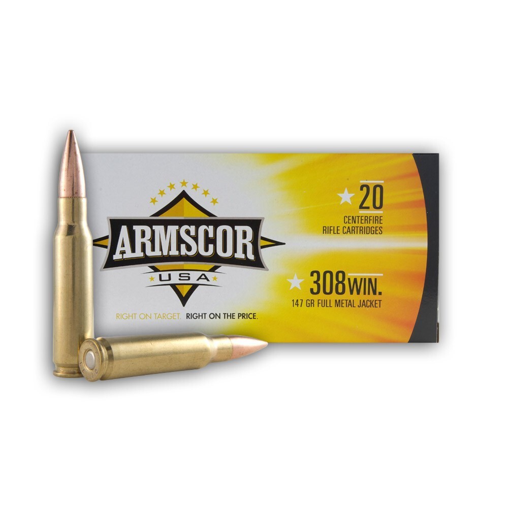 Armscor USA .308 Winchester Ammo 147 Grain M80 Ball FMJ 20 Rounds [FC ...