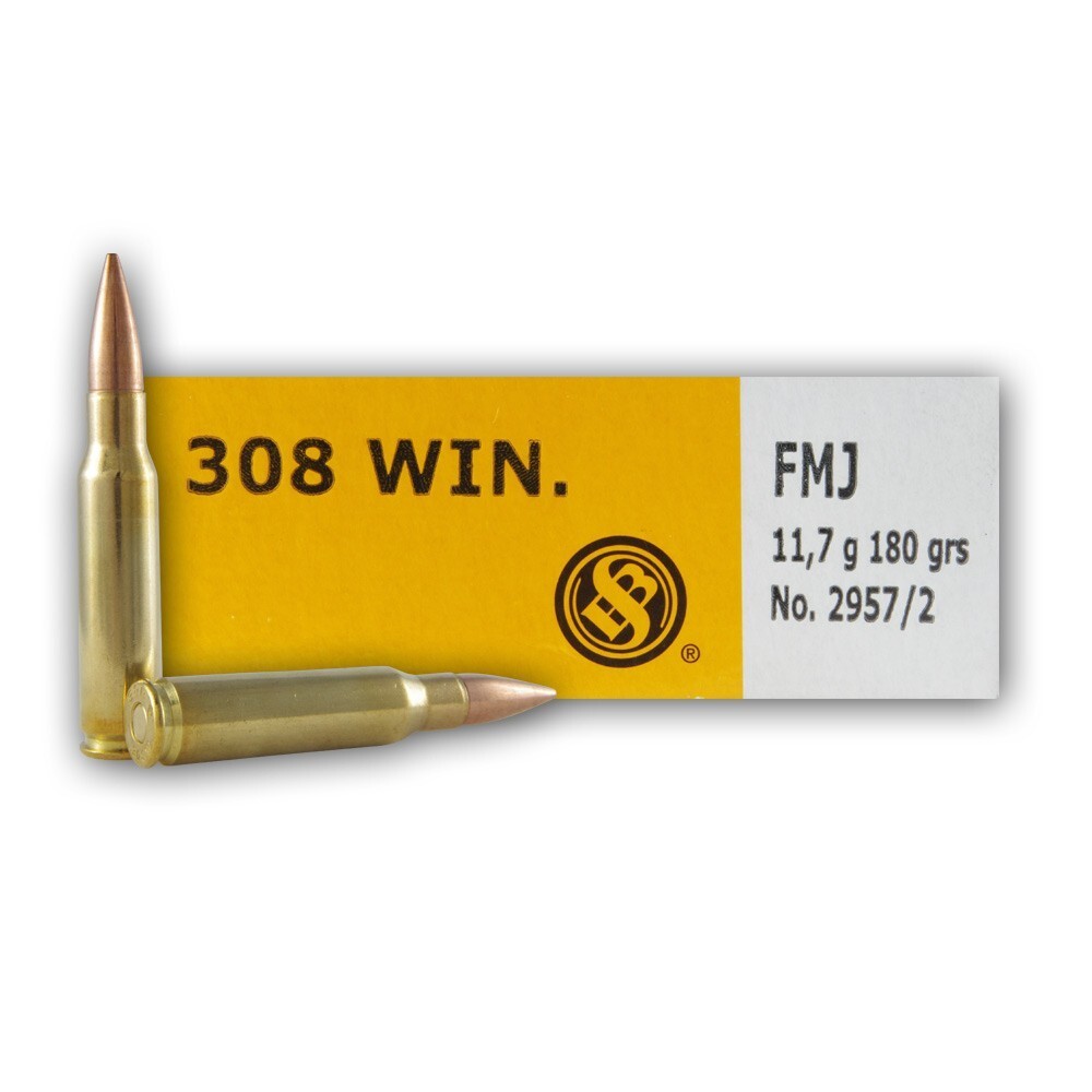 Sellier & Bellot .308 Winchester Ammunition 180 Grain Full Metal Jacket ...