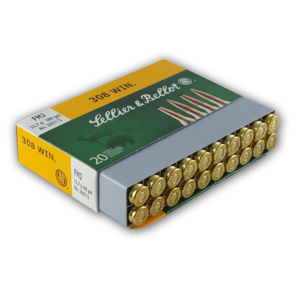 Sellier & Bellot .308 Winchester Ammunition 180 Grain Full Metal Jacket ...