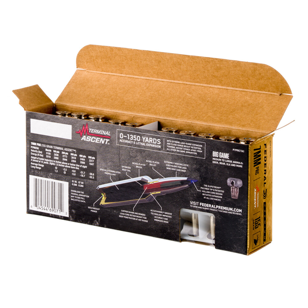 Federal 7mm PRC Ammunition 20 Rounds Terminal Ascent 155 Grains