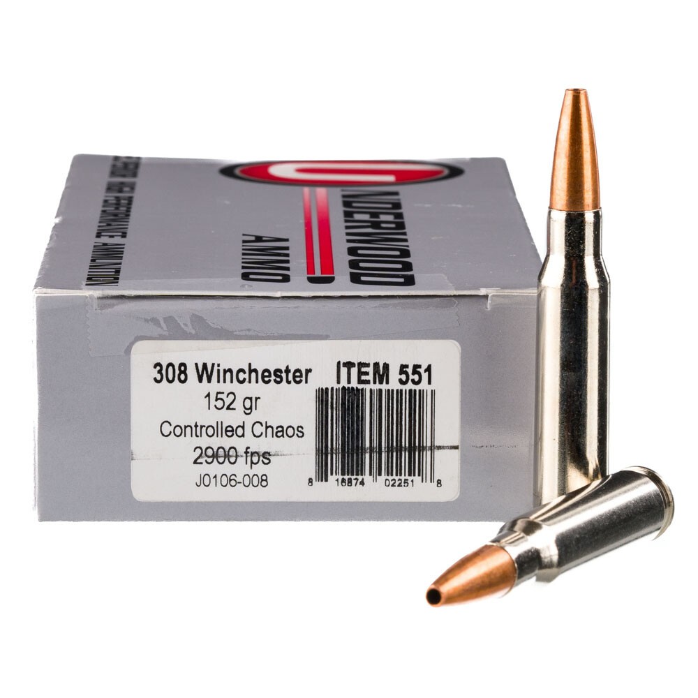 Underwood Ammo .308 Winchester Ammunition 20 Rounds Controlled Chaos HP ...