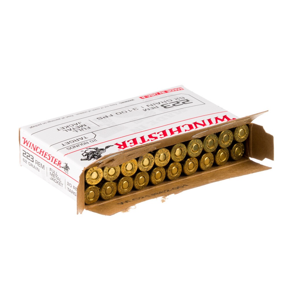 Winchester USA .223 Rem Ammo - 62 Grain FMJ, 20 Rds [FC-20892213135]