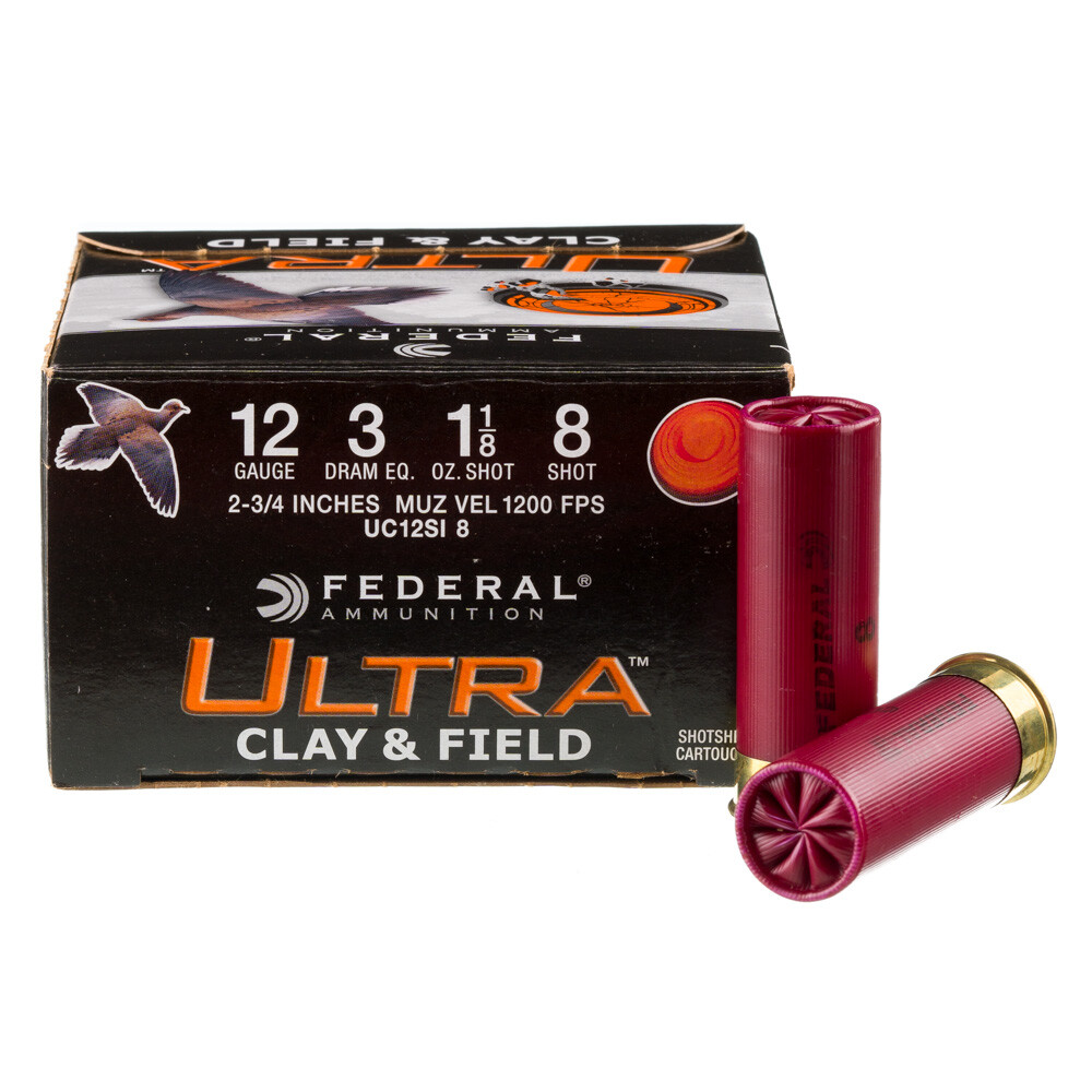 Federal 12 Gauge Shotshell 25 Rounds 2-3/4" #8 Shot 1-1/8 Ounce [FC ...
