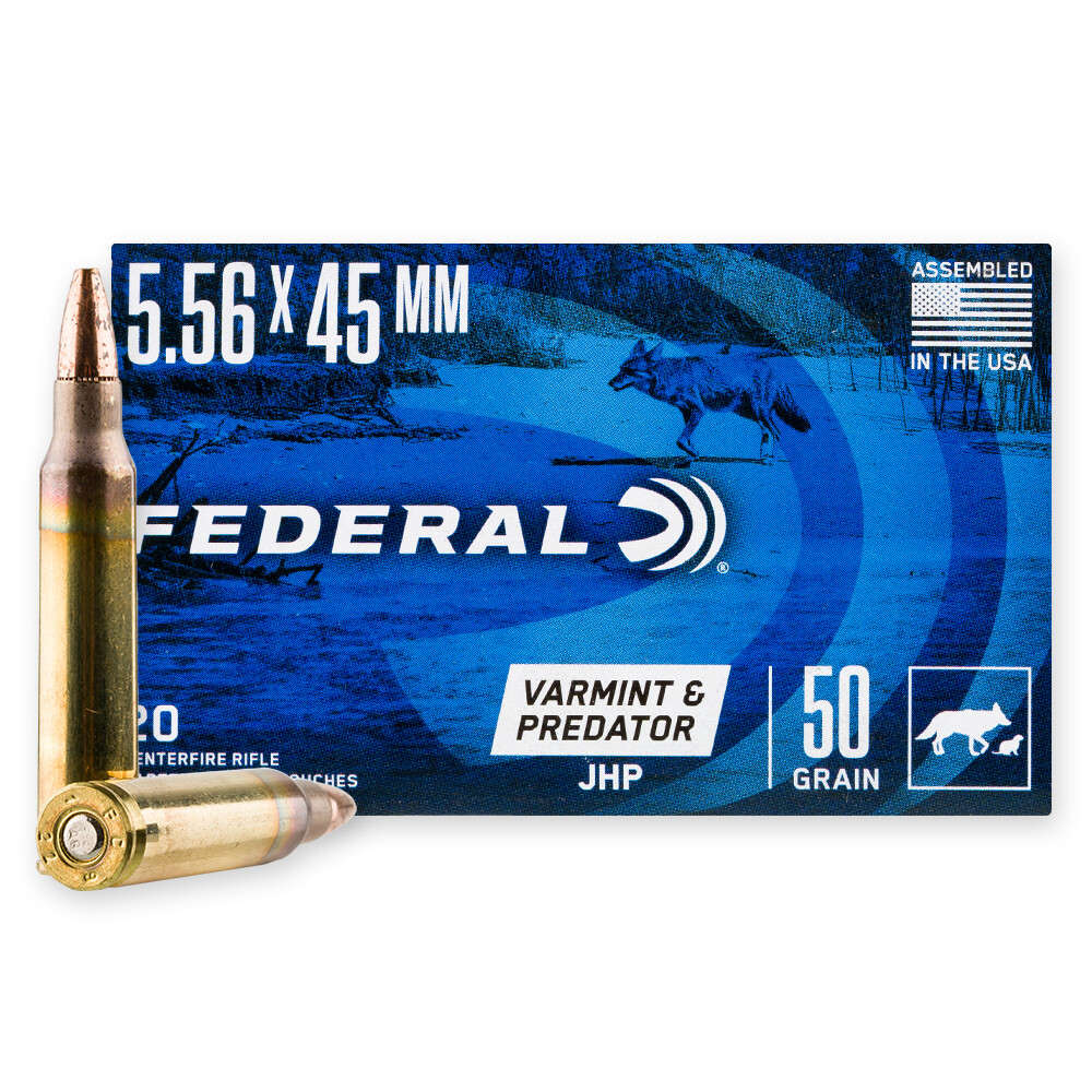 Federal American Eagle 5.56x45mm Ammunition 20 Rounds 50 Grain JHP [FC ...