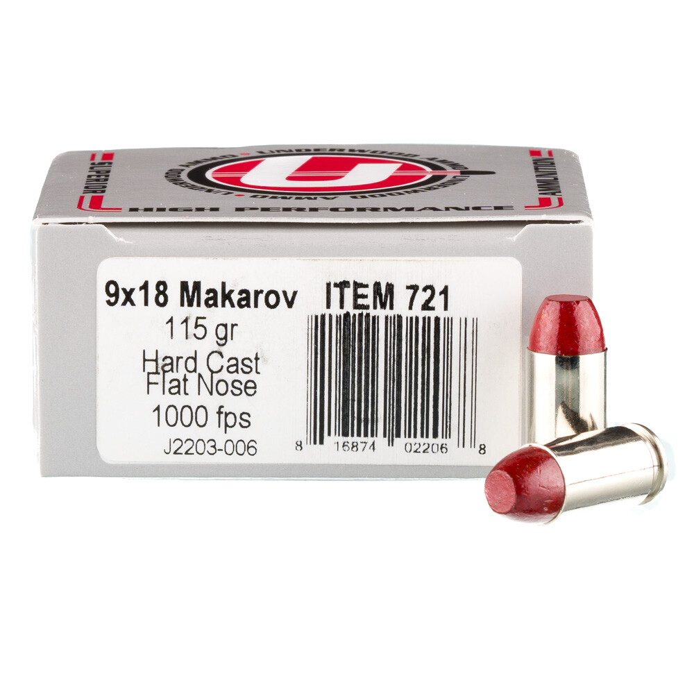 Underwood 9mm Makarov 115gr HCFN Ammo – 20 Rounds [FC-816874022068]