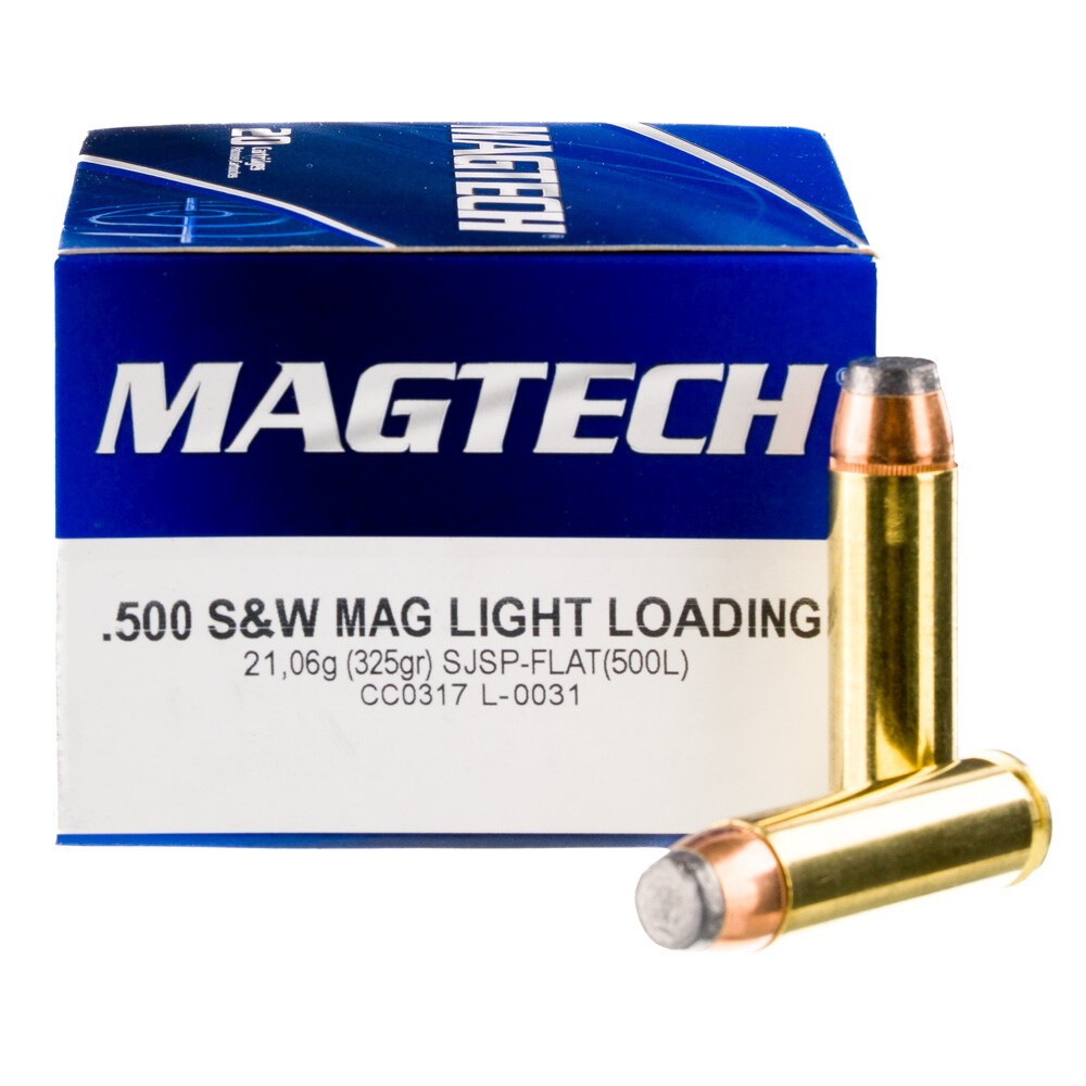 Magtech Light Loading .500 S&W Magnum Ammunition 20 Rounds SJSP-FN 325 ...