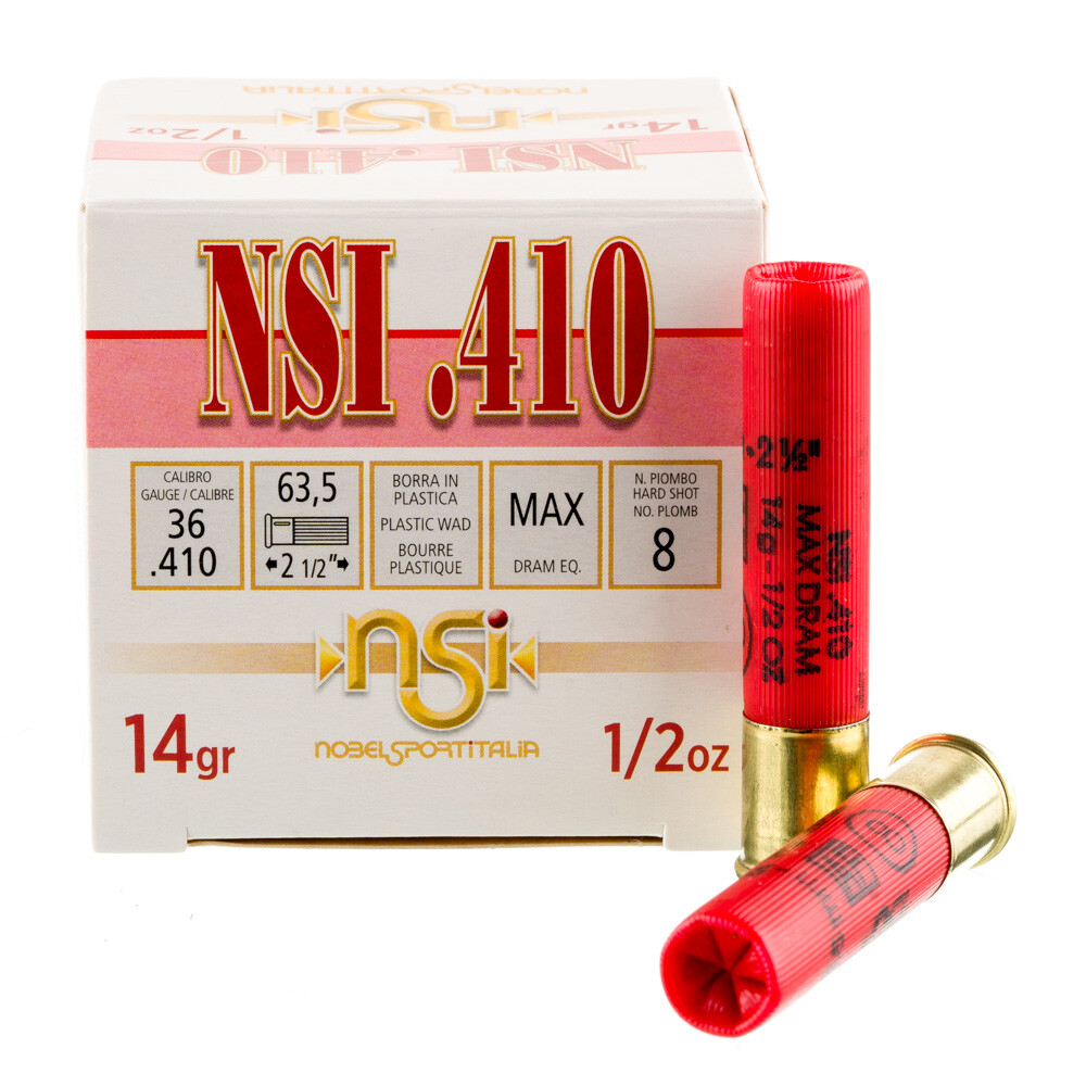 NSI .410 Bore Shotshell 250 Rounds 2-1/2" #8 Shot 1/2 Ounce