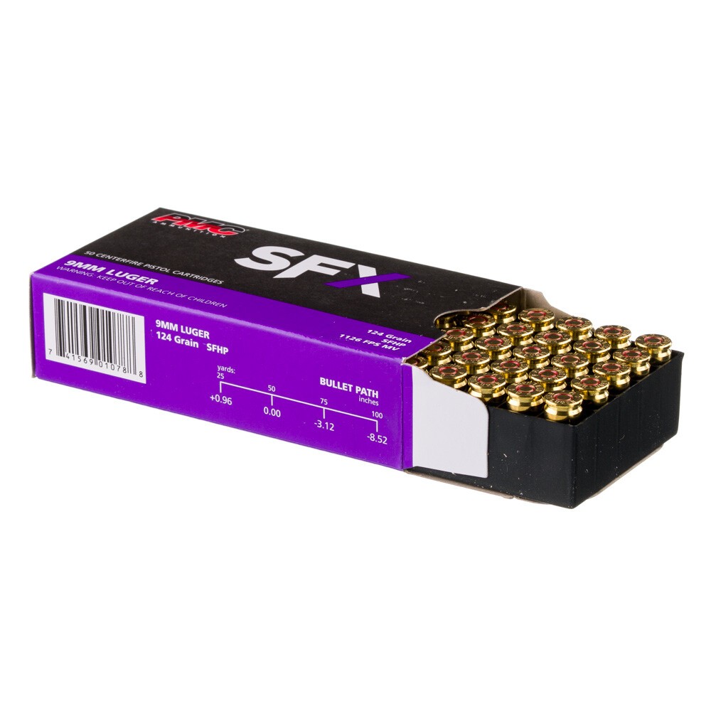 PMC SFX 9mm Luger Ammo 124 Grain SFHP 1201fps [FC-741569010788]