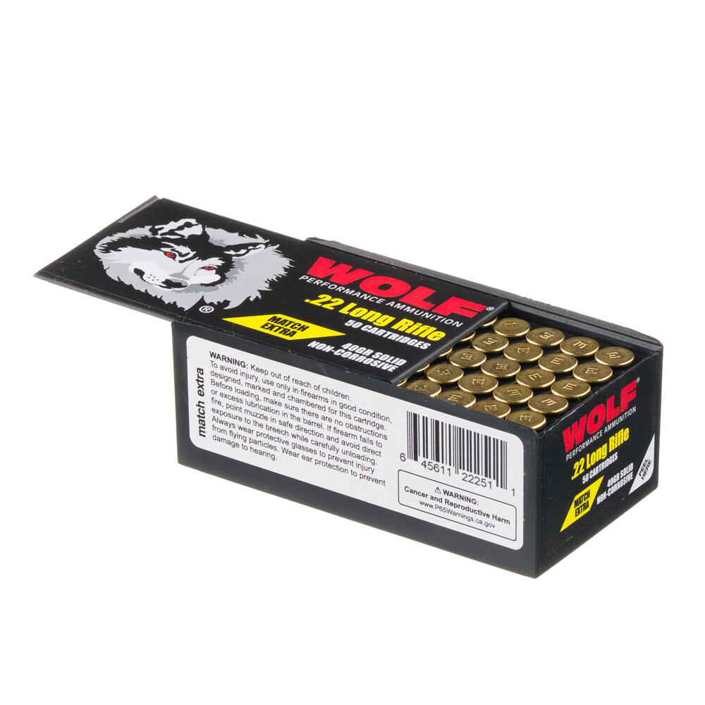 Wolf Match Extra .22LR Ammo – 40 Grain LRN [FC-645611222511]
