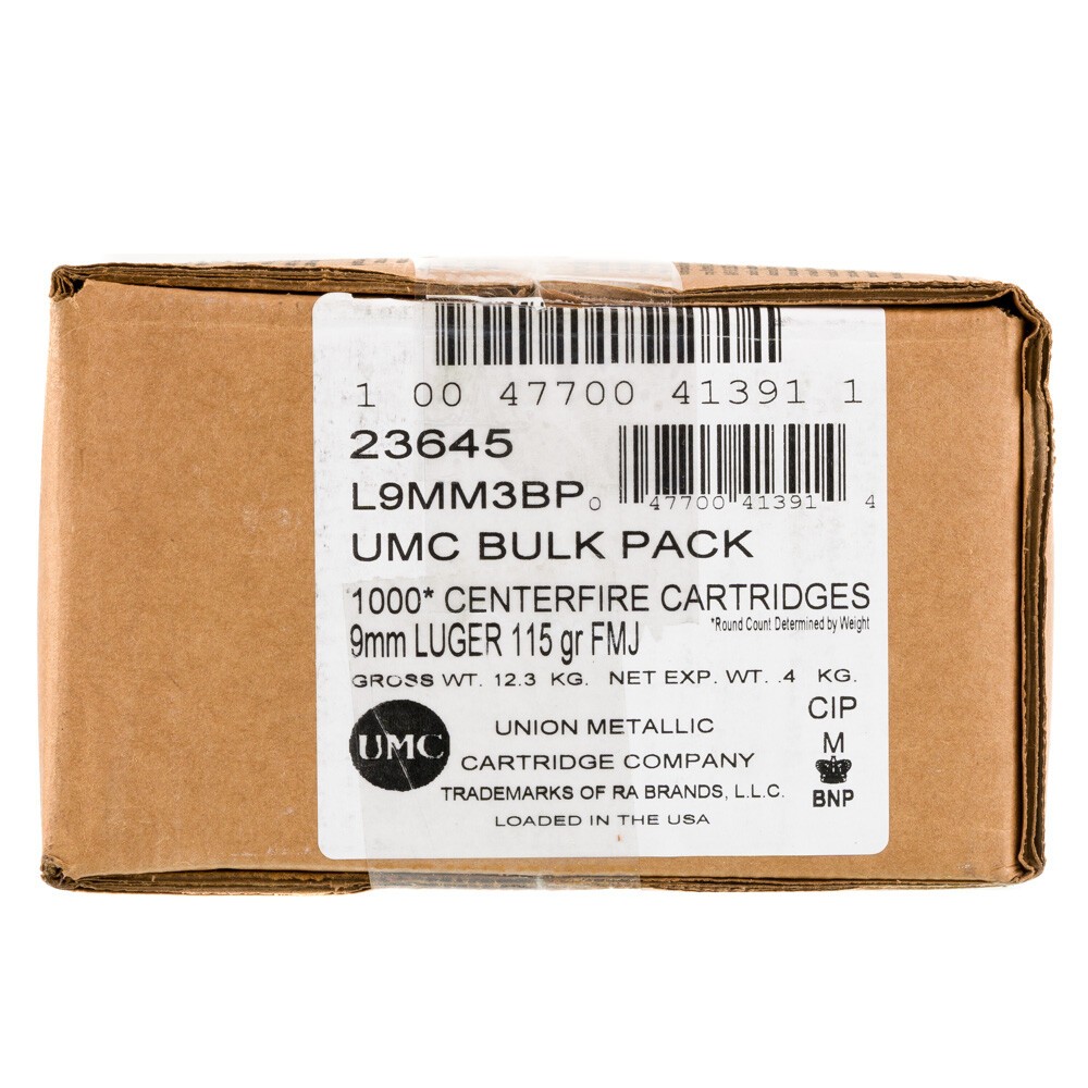 Remington UMC 9mm 115gr FMJ 1,000 Rounds L9MM3BP [FC-47700413914]