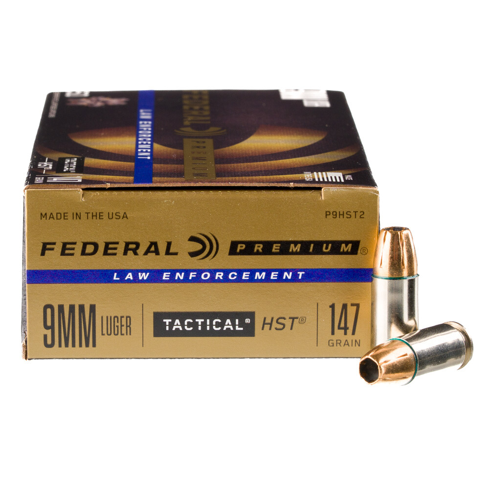 Federal LE HST 9mm 147 Gr JHP Tactical Ammo 50 Rounds [FC-29465094447]