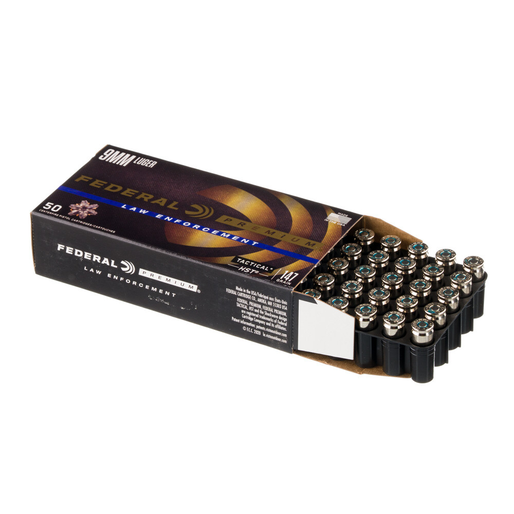 Federal LE HST 9mm 147 Gr JHP Tactical Ammo 50 Rounds [FC-29465094447]