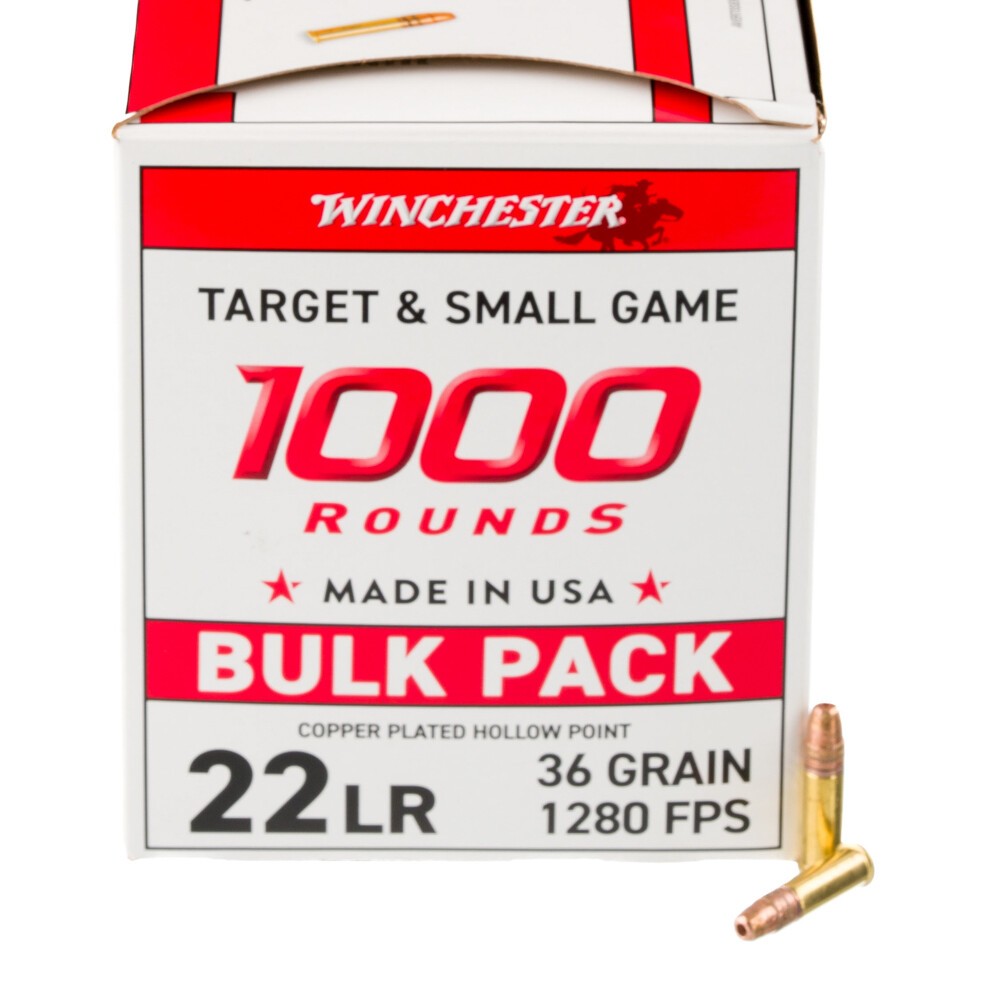 Winchester .22 LR Ammunition 1000 Rounds CPHP 36 Grains