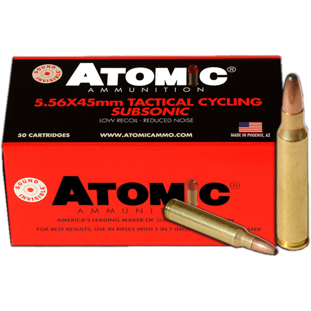 Atomic Tactical Cycling 5.56 NATO Sub-Sonic Ammunition 50 Rounds 112 ...