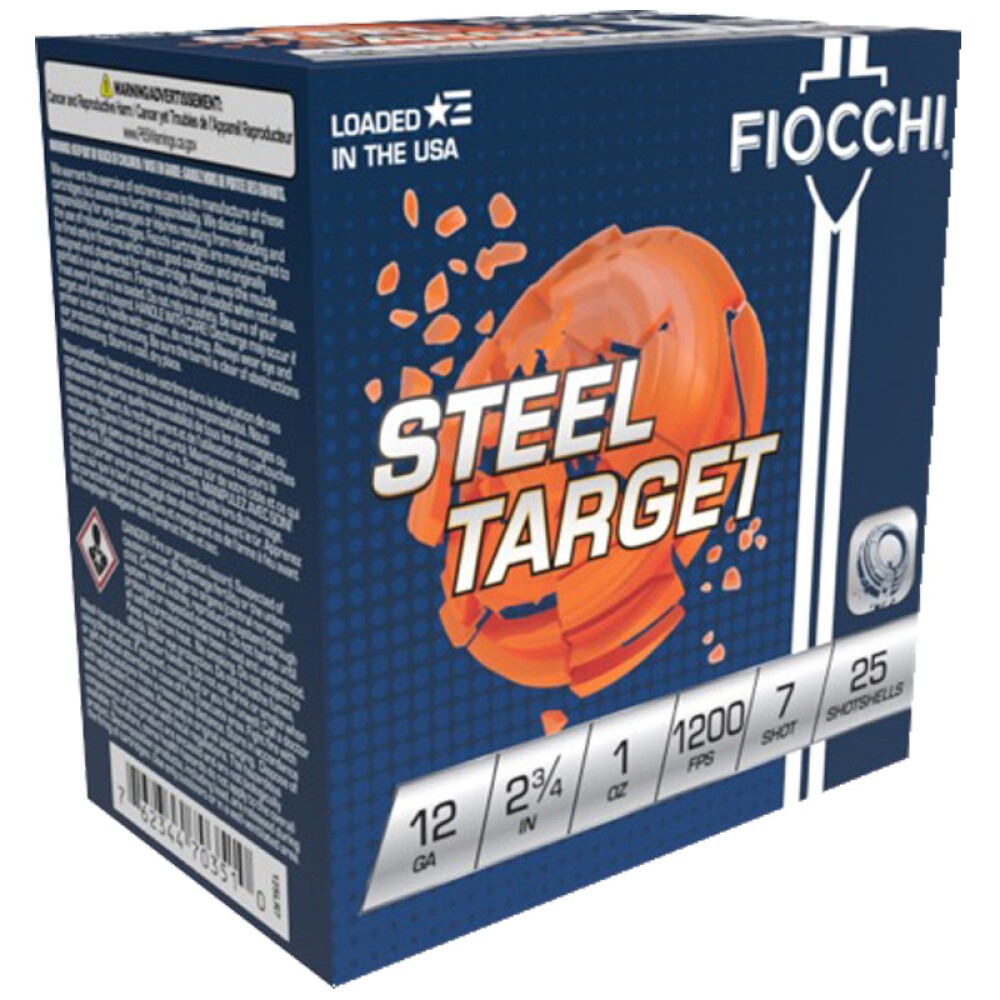 Fiocchi Steel Target 12 Gauge Shotshell 2-3/4" #7 Lead-Free 1 oz Low ...