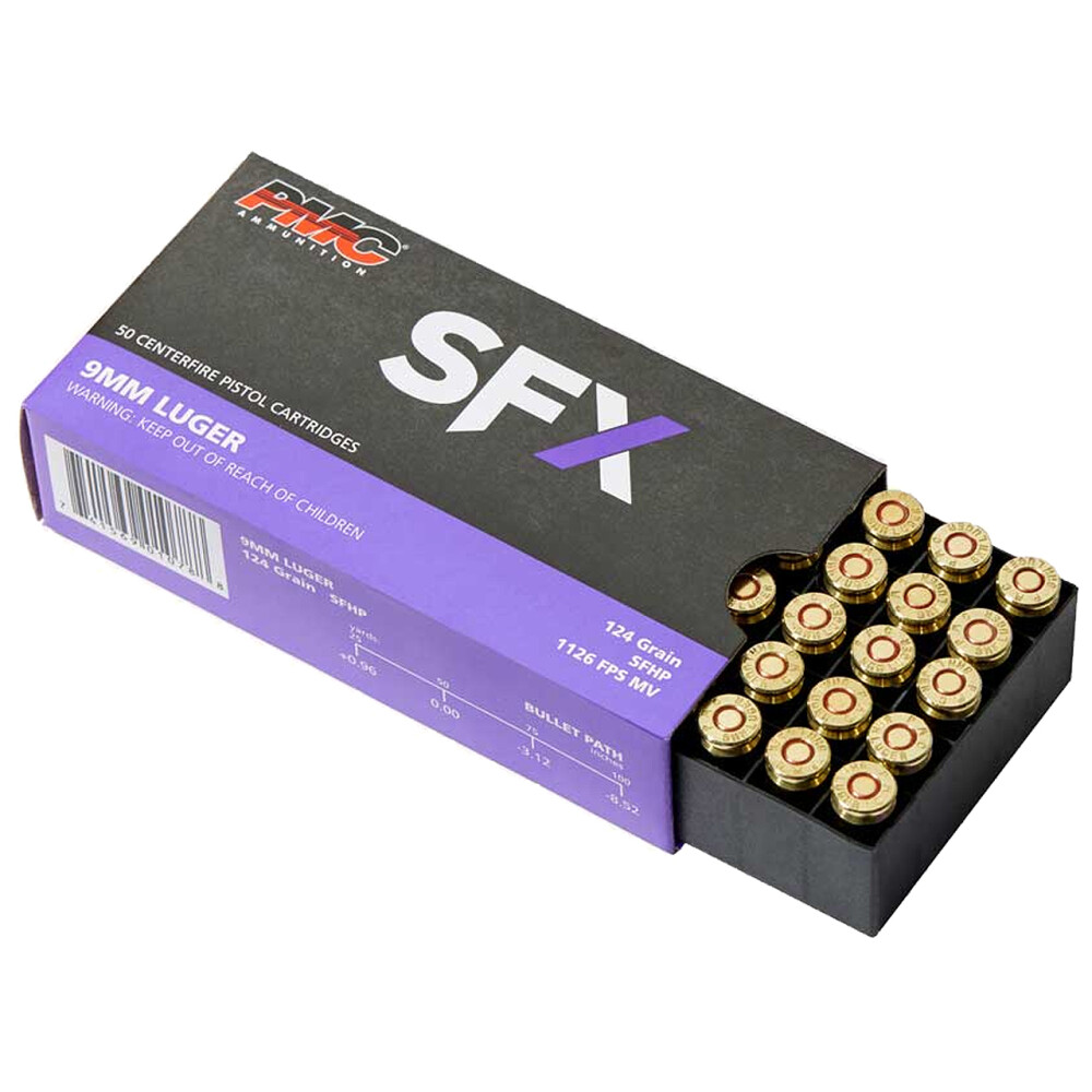 PMC SFX 9mm Luger Ammunition 50 Rounds SFHP 124 Grain [FC-741569010788]