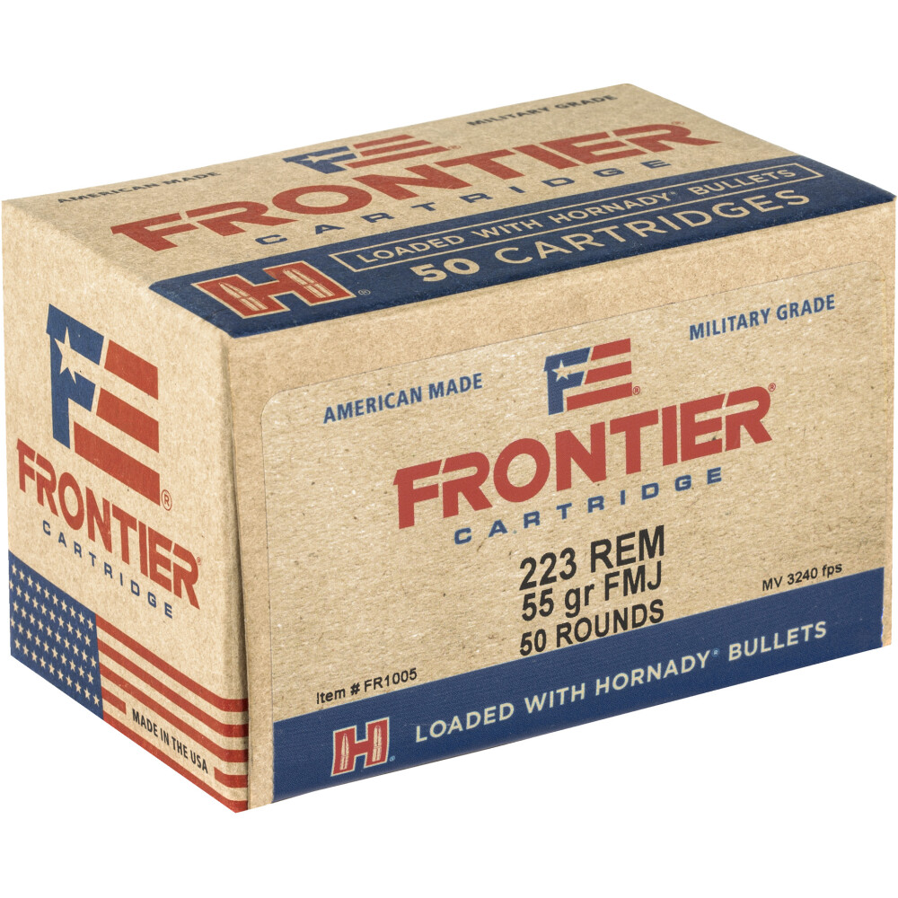 Hornady Frontier .223 Rem 55gr FMJ Ammo – 50-Rnd Box [FC-90255715231]