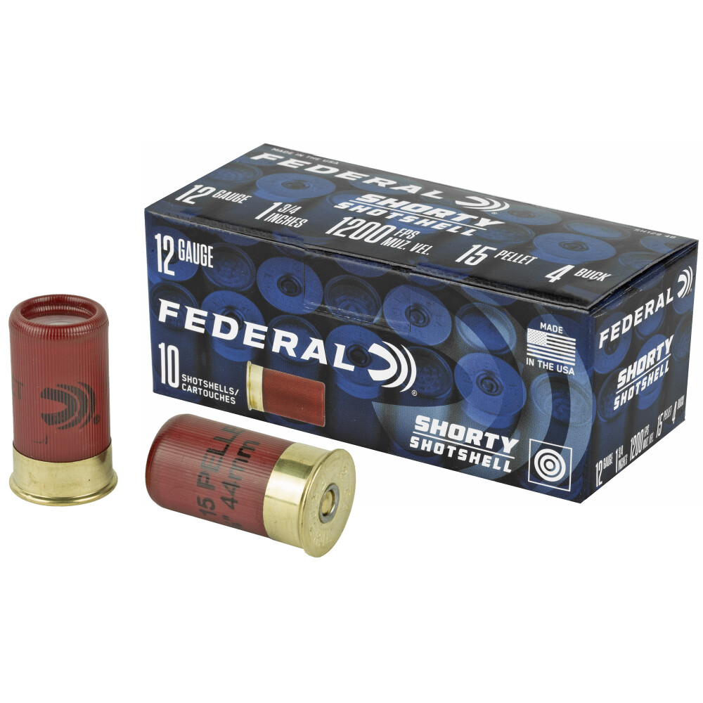 Federal Shorty Shotshell 12 Gauge Ammunition 10 Rounds #4 Buck 1200 fps ...