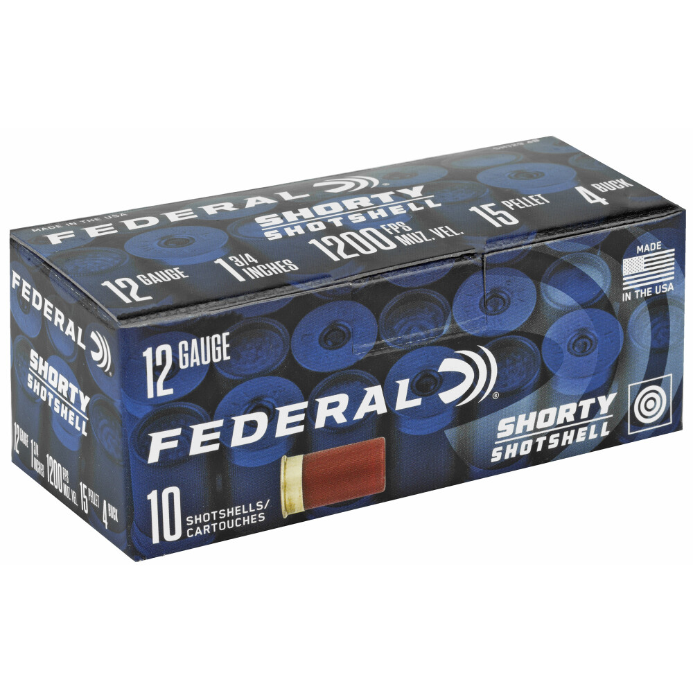 Federal Shorty Shotshell 12 Gauge Ammunition 10 Rounds #4 Buck 1200 fps ...