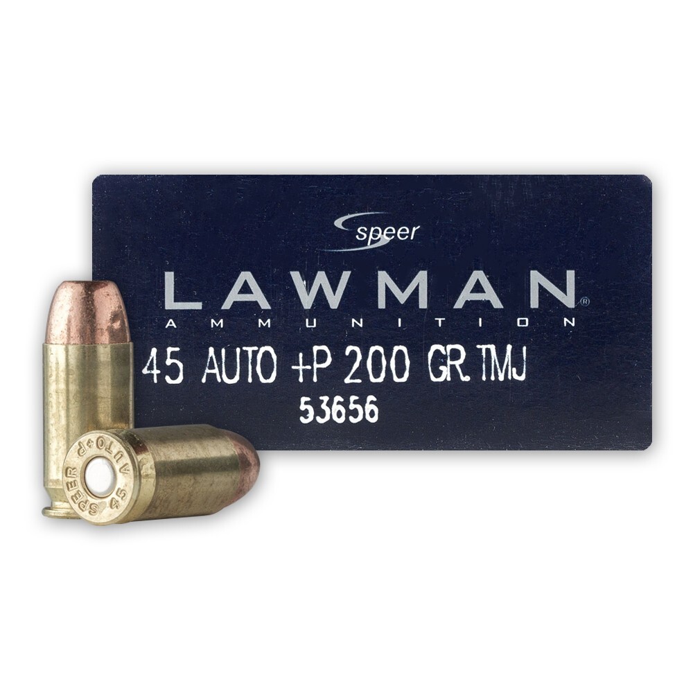 Speer .45 ACP +P Ammunition 50 Rounds TMJ 200 Grain