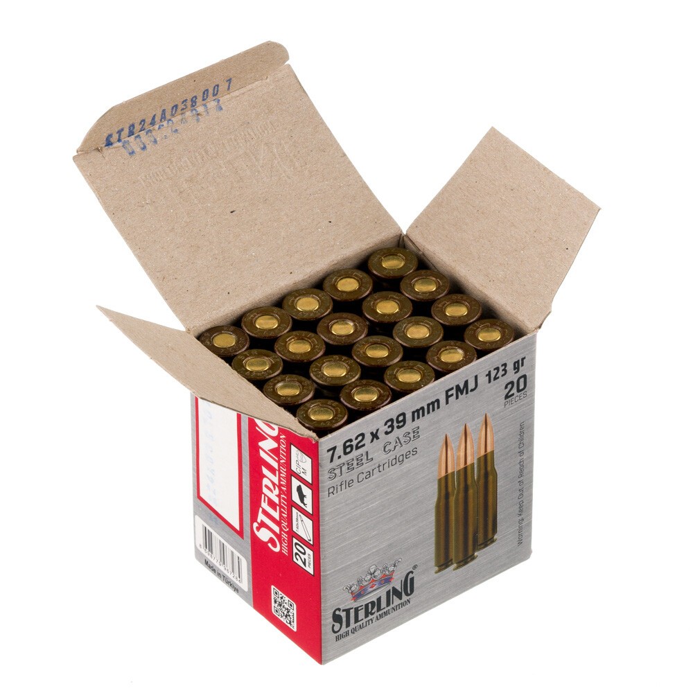 Sterling 7.62x39 Ammunition 20 Rounds FMJ 123 Grain Steel Cased [FC ...