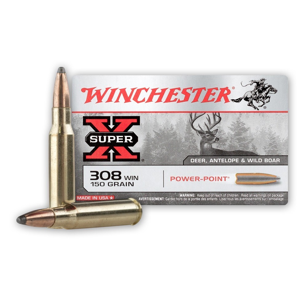 Winchester Power Point .308 Winchester Ammunition 150 Grain JSP 2820 ...
