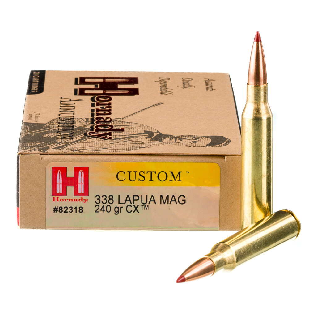 Hornady Custom .338 Lapua Magnum Ammunition 20 Rounds CX 240 Grain