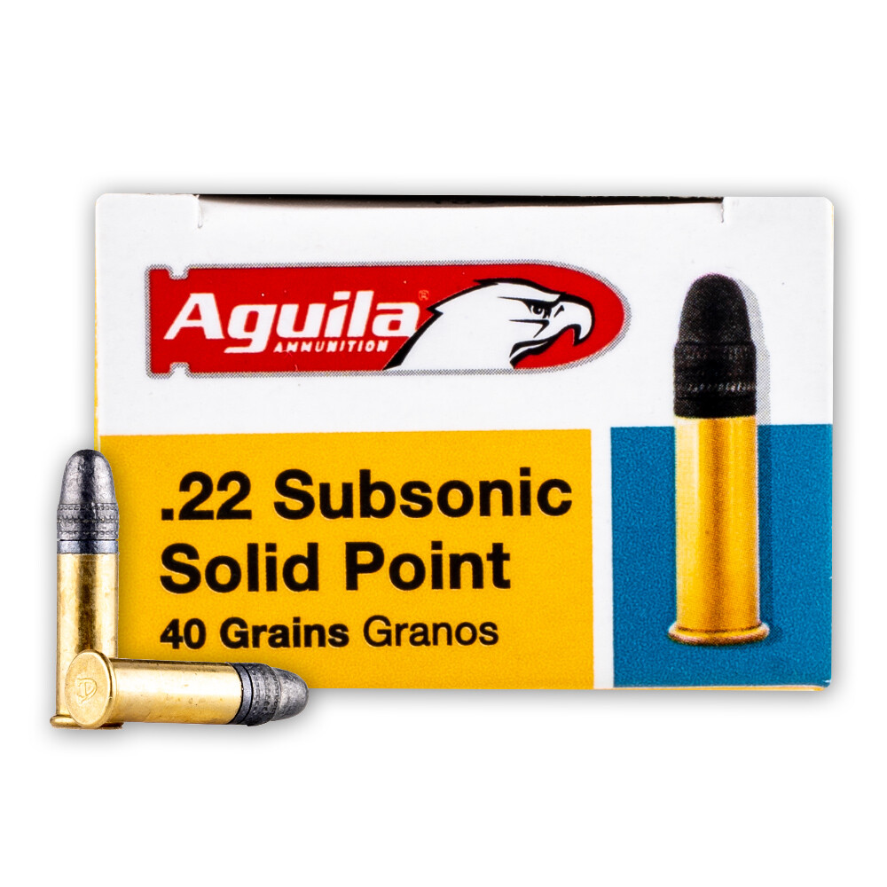 Aguila Subsonic .22 Long Rifle Ammunition 1000 Rounds 40 Grain Lead ...