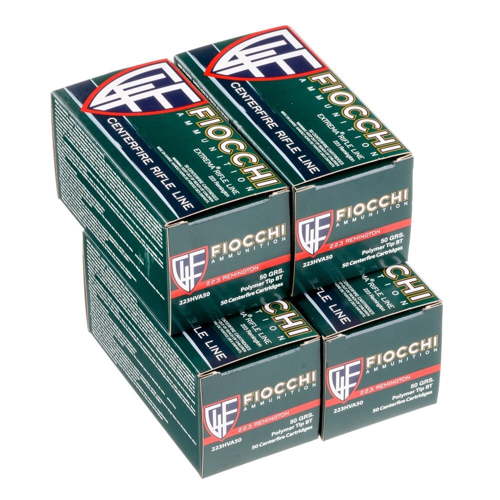 Fiocchi Extrema .223 Remington Ammunition 50 Grain Hornady V-Max ...