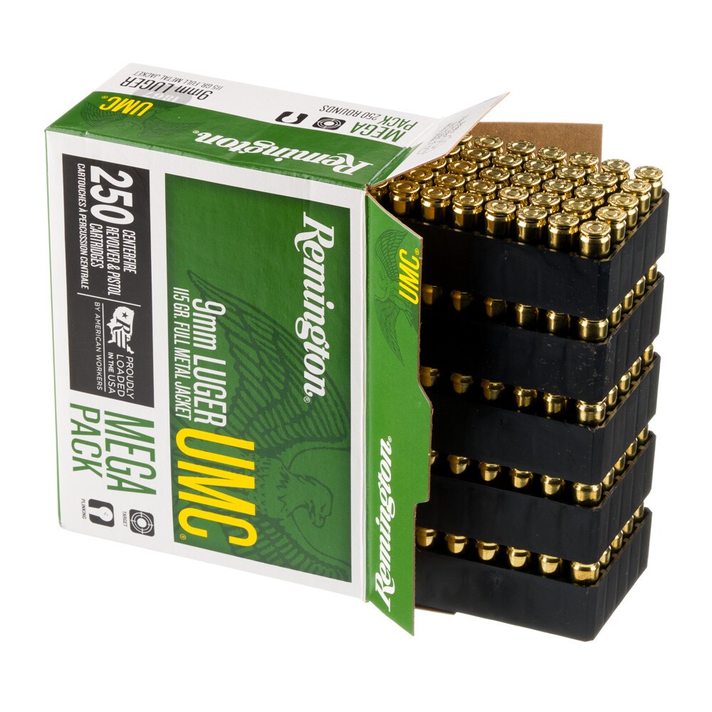 Remington UMC 9mm Ammo 115gr FMJ 1145fps 250rds [FC-47700364209]