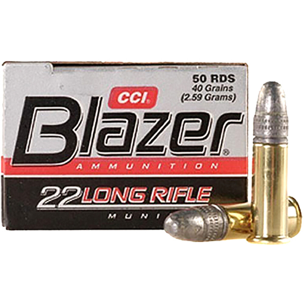 CCI Blazer .22 Long Rifle Ammunition 50 Rounds LRN 40 Grain [FC ...