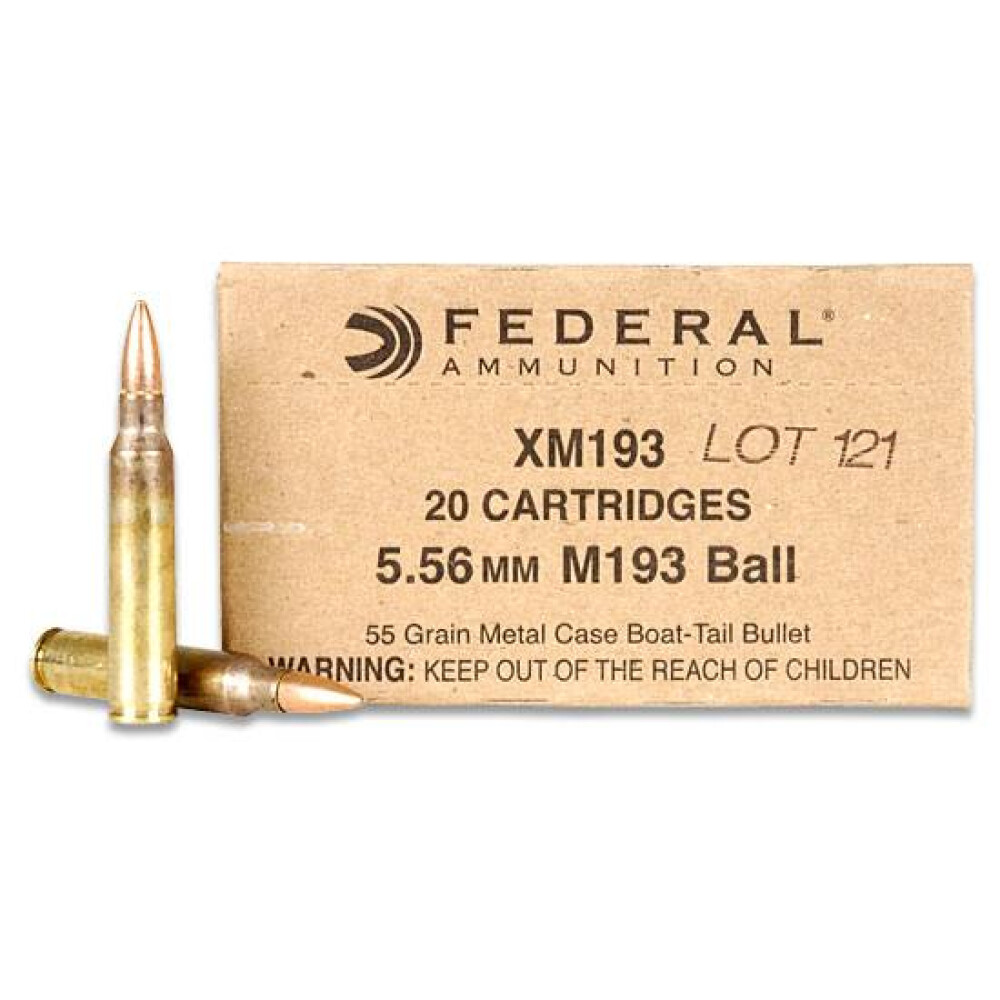 Ammo 5.56 NATO Federal Lake City XM193 55 Grain FMJBT Bullet 3132 fps ...
